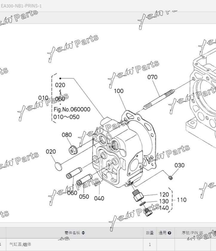 EA300 CYLINDER HEAD FOR KUBOTA DIESEL ENGINE PARTS