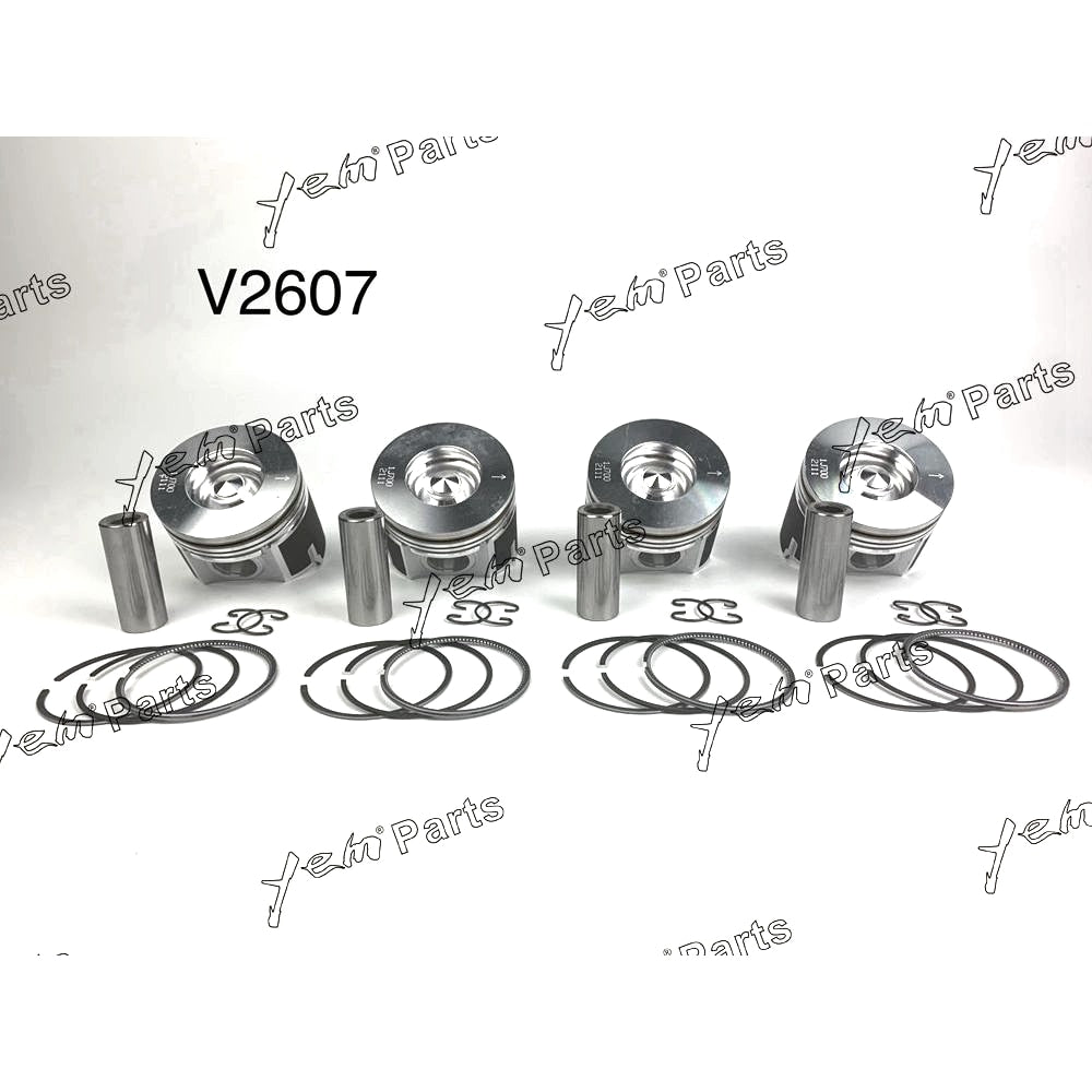 YEM Engine Parts Piston + Ring Kit Set STD 87mm For Kubota V2607 Engin