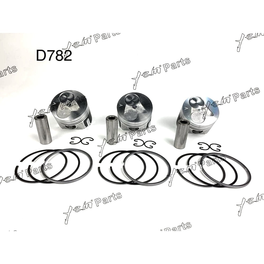 YEM Engine Parts Piston + Ring Kit Set STD 67mm For Kubota D782 x3 SET